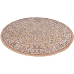 Wollteppich Theko, B:200cm H:10mm L:200cm &Oslash;:200cm, beige, Schurwolle, Wohnzimmer, Teppiche, "Dolna - 859", Kurzflor, reine Wolle, Orient-Optik