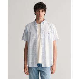 Gant Herren Kurzarmhemd "Regular Fit Gingham Popeline Hemd strapazierf&auml;hig pflegeleicht kariert", blau, Basic, Gr. S, Popeline, Obermaterial: 100%