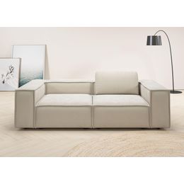 2-Sitzer Places of Style, B:246cm H:68cm T:118cm, beige, 94% Polyester, 6% Nylon, Sofas, "Watertown, modernes Sofa 246 cm breit, auch in Feincord",