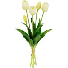 Kunstblume I.GE.A., B:20cm H:39cm L:12cm, beige, Polyester, Balkon, Kunstpflanzen, "Tulpen", Real-Touch Tulpenbund künstlich Blüten Tulpenstrauß