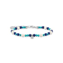 Thomas Sabo Damen Armband "blaue Steine und Perlen, A2064-775-7-L19V", 19, Perlen Silber 925 (Sterlingsilber), bunt, Perlen, Silber 925
