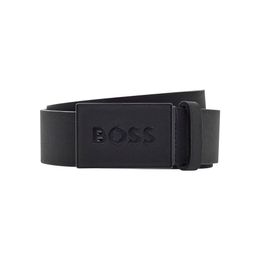 BOSS Herren Ledergürtel "BOSS_Icon-S1_Sz40", schwarz, Gr. 80, Leder, Gürtel, mit BOSS-Logo-Prägung auf der Koppelschließe