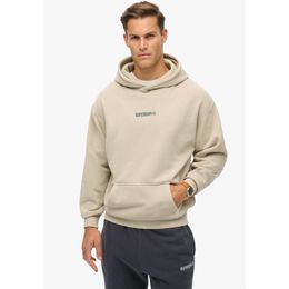 Superdry Herren Kapuzensweatshirt "MICRO LOGO GRAPHIC LOOSE HOOD", grau, Gr. M, bedruckt, angeraute Sweatware, Obermaterial: 80% Baumwolle, 20%
