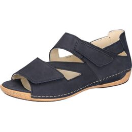 Waldläufer WALDLÄUFER Damen Sandale "HELIETT", Gr. 4, blau, Nubukleder, unifarben, Schuhe, Keilsandalette, Sommerschuh, Komfortschuh, Klettverschlüsse, H-Weite