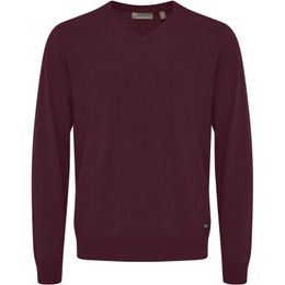 Blend Herren V-Ausschnitt-Pullover "BHBRUTON V-neck", rot, Gr. S, unifarben, Strick, Obermaterial: 100% Polyester, Pullover