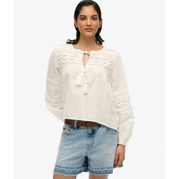 Superdry Damen Ibiza Spitzenbluse White - Gr&ouml;&szlig;e: 38 210302500041271D017