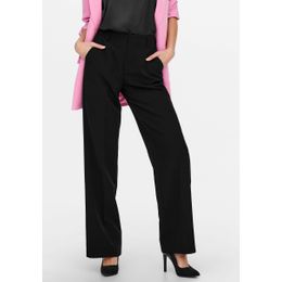 Only Damen Anzughose "ONLBERRY LIFE HW WIDE PANT TLR NOOS", schwarz, Gr. 34, unifarben, Twill, Obermaterial: 87% Polyester, 13% Elasthan, Hosen, mit