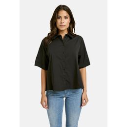Smith & Soul SMITH & SOUL Damen Kurzarmbluse, schwarz, Gr. M, unifarben, Material: 70% Baumwolle, 27% Polyamid, 3% Elasthan, Blusen, mit R&uuml;ckenpasse