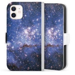 DeinDesign iPhone 12 mini Handy Klapph&uuml;lle Handyh&uuml;lle aus Kunst Leder wei&szlig; Flip Case Galaxy Weltall Weltraum Sideflip mit Lasche