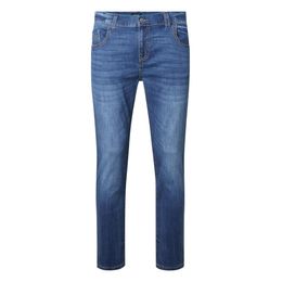 5-Pocket-Jeans "RANDO", Herren, Gr. 35, Länge 34, blau (dunkelblau used buffies), Denim/Jeans, Obermaterial: 84% Baumwolle, 14% Polyester, 2% Elasthan, Pioneer Authentic Jeans, regular fit lang, Jeans, in leichter Qualität