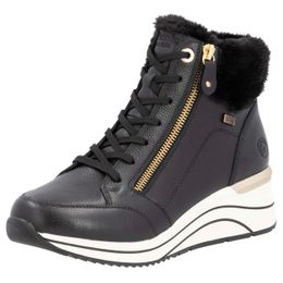 Remonte Damen Winterstiefelette, Gr. 45, schwarz, Leder, Textil, Schuhe, Keilabsatz, Schn&uuml;rboots mit wasserabweisender TEX-Membran