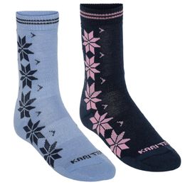 KARI TRAA Damen Füßlinge "Vinst", Gr. 39, blau, 55% Wolle, 27% Polyacryl, 11% Polyester, 4% Polyamid, 3% Elasthan, mehrfarbig, Socken, 2er-Pack mit