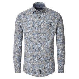 Casamoda Herren Langarmhemd "Casamoda Freizeithemd Print", blau, Gr. XL, bedruckt, 100% Baumwolle, Hemden