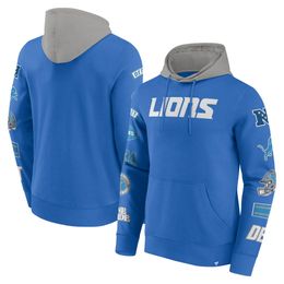 Fanatics Damen Kapuzenpullover "Fanatics Hoodie Detroit Lions Patched Out Fleece", blau, Gr. L, 60% Baumwolle, 40% Polyester, Pullover