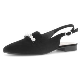 Gabor Damen Slingpumps, Gr. 36, schwarz, Ziegenveloursleder, unifarben, Schuhe, Blockabsatz, Abendschuh, Festtagsschuh in spitz zulaufender Form