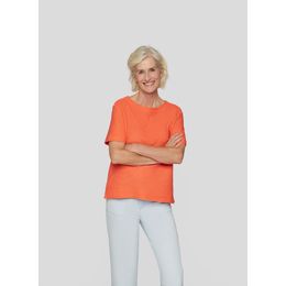 Rabe Damen Rundhalsshirt, orange, Gr. 44, unifarben, Web, Obermaterial: 100% Baumwolle, Shirts, mit Struktur-Optik