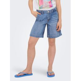 KIDS Only Mädchen Jeansshorts "KOGCOMET WIDE LONG SHORTS DNM DIA NOOS", blau, Gr. 134, unifarben, Denim/Jeans, Obermaterial: 100% Baumwolle, Jeans