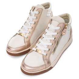 Ara Damen Sneaker "ROM", Gr. 2,5, beige, Glattleder, Schuhe, High Top Sneaker, Schn&uuml;rboots mit Rei&szlig;verschluss