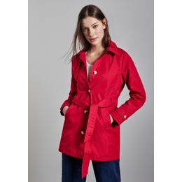 Street One Damen Trenchcoat, rot, Gr. 42, unifarben, Web, Obermaterial: 69% Baumwolle, 31% Polyester, M&auml;ntel, mit G&uuml;rtel zum Taillieren