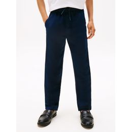 Tommy Hilfiger Jungen Webhose "LINEN VISCOSE PANT", blau, Gr. 3, unifarben, Web, Obermaterial: 53% Leinen, 47% Viskose, Hosen, mit Kordelzug,