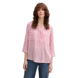 Tom Tailor Damen Klassische Bluse, rosa, Gr. 34, gestreift, Obermaterial: 100% Viskose, Blusen, mit Taschen