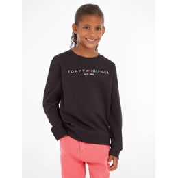 Tommy Hilfiger Jungen Sweatshirt "ESSENTIAL SWEATSHIRT", schwarz, Gr. 16, bedruckt, Sweatware, Obermaterial: 100% Baumwolle, Sweatshirts, f&uuml;r Jungen