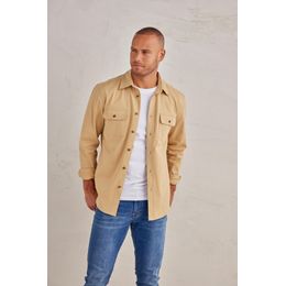 John Devin Herren Langarmhemd, braun, Gr. S, unifarben, Twill, Obermaterial: 100% Baumwolle, Hemden, Overshirt aus reiner Baumwolle, mit aufgesetzten