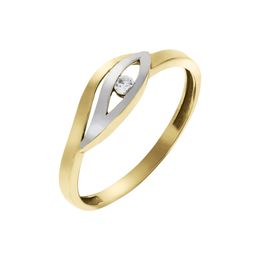 Vivance Damen Fingerring "375/- Gelbgold bicolor Zirkonia", 062 (19,7), Gold, bunt, Gold, Fingerringe