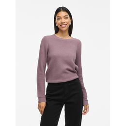 Rundhalspullover Vila "VIDALO O-NECK L/S KNIT TOP- NOOS", Damen, Gr. S, toadstool, Feinstrick, Obermaterial: 100% Baumwolle, unifarben, regular fit normal, Rundhals, Rippbündchen, Pullover