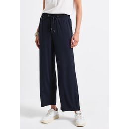 Street One Damen Culotte, blau, Gr. 46, unifarben, Stoff, 95% Viskose, 5% Elasthan, Hosen, High Waist