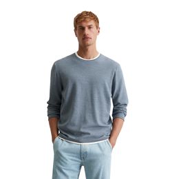 Marc O'Polo MARC O'POLO Herren Rundhalspullover "mit feiner Piqu&eacute;-Struktur", blau, Gr. L, unifarben, Obermaterial: 100% Baumwolle, Pullover