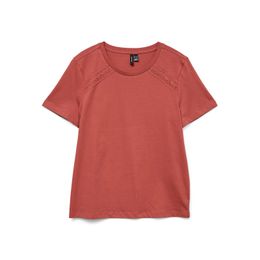 Véro Moda VERO MODA Damen Kurzarmshirt "VMSAVANNAH FRANCIS SS TOP BOX JRS SPE GA"marsala detail:front lace, Gr. XS, unifarben, Jersey, Obermaterial: 100%