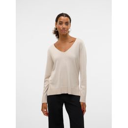V&eacute;ro Moda VERO MODA Damen Strickpullover "VMSILJE LS V-NECK PULLOVER GA NOOS", gelb, Gr. M, unifarben, Strick, Obermaterial: 77% Viskose, 23% Polyester,