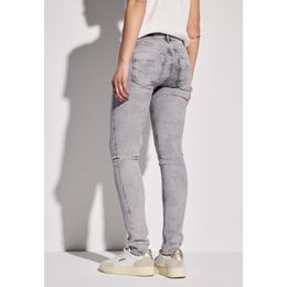 Slim-fit-Jeans Street One, Damen, Gr. 30, L&auml;nge 28, grau (ice grau wash), Jeans, 84% Baumwolle, 13% Polyester, 3% Elasthan, unifarben, lang, Jeans Slim-fit-Jeans, Middle Waist