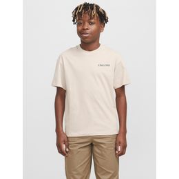 Jack & Jones Jungen Rundhalsshirt "JJEBRADLEY GRAPHIC TEE SS O-NECK JNR", gelb, Gr. 128, JACK & JONES JUNIOR, bedruckt, Single Jersey, Obermaterial: 100%
