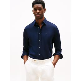 Tommy Hilfiger Herren Langarmhemd "PERFORMANCE KNIT SOLID LS SHIRT", blau, Gr. XXL, Web, Obermaterial: 70% Baumwolle, 30% Polyester, Hemden
