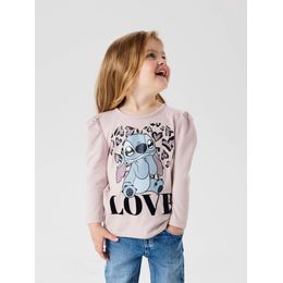 name it Mädchen Longtop "NMFJAMIN STITCH LS TOP BOX NOOS WDI", lila, Gr. 98, bedruckt, Jersey, Obermaterial: 95% Baumwolle, 5% Elasthan, Tops