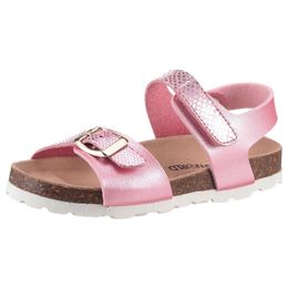 Kidsworld Kinder Riemchensandale, Gr. 30, silber, Lederimitat, Schuhe, Sommerschuh, Klettschuh, Urlaubschuh, Strandschuh in Metallic-Optik