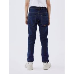 Slim-fit-Jeans name it "NKMRYAN SLIM SWE JEANS 6116-TH NOOS", Jungen, Gr. 92, N-Gr, blau (dunkelblau denim minis), Denim/Jeans, Obermaterial: 70% Baumwolle, 27% Polyester, 3% Elasthan, unifarben, slim fit, Jeans Slim-fit-Jeans