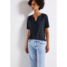 T-Shirt Street One, Damen, Gr. 34, deepwater blau, Jersey, Obermaterial: 95% Viskose, 5% Elasthan, unifarben, l&auml;ssig geschnitten h&uuml;ftbedeckend, Rundhals, Shirts T-Shirt, im Tunika-Look