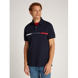 Tommy Hilfiger Herren Poloshirt "HILFIGER CHEST INSERT REG POLO", blau, Gr. M, Piqué, Obermaterial: 96% Baumwolle, 4% Elasthan, Shirts