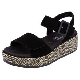 Remonte Damen Sandalette "Elisabeth Hurley-Collection", Gr. 39, schwarz, Veloursleder, Schuhe, Keilabsatz, Sommerschuh, Riemchensandale mit bezogenem