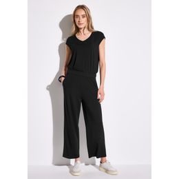 Street One Damen Overall, schwarz, Gr. 44, unifarben, Stoff, 95% Viskose, 5% Elasthan, Overalls, mit seitlichen Einschubtaschen