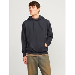 Jack & Jones Kapuzensweatshirt JACK & JONES "JJECHARGE SWEAT HOOD NOOS", Herren, Gr. XS, blau (schwarz navy), angeraute Sweatware, Obermaterial: 60% Baumwolle, 40% Polyester, unifarben, loose fit taillenbedeckt, ohne Ausschnitt, B&uuml;ndchen, Sweatshirts, mit Kapuze