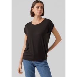 Véro Moda Rundhalsshirt VERO MODA "VMAVA PLAIN SS TOP GAJRS NOOS", Damen, Gr. L, schwarz, Jersey, Obermaterial: 95% Lyocell (TENCEL™), 5% Elasthan, unifarben, regular fit normal, Rundhals, Shirts