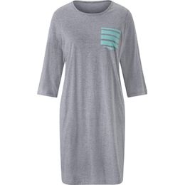 w&auml;schepur Damen Sleepshirts im Baumwoll-Mix grau-meliert + mint, Gr&ouml;&szlig;e 44/46