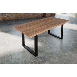Esstisch Baumkante massiv Akazie stone 220 x 100 schwarz Lauren