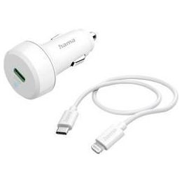 hama 00201611 Auto-Schnellladeger&auml;t mit Ladekabel Lightning, PD, 20 W, 1 m, Wei&szlig;