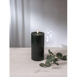 STAR TRADING LED-Windlicht "Flamme Flow Pillar" in Dunkelgr&uuml;n - (H)17,5 x &Oslash; 7,5 cm - 10% | Kerzen-vasen