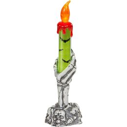 Magni, Kerzenständer, Widmann 76169 - Skeletthand Kerzenständer mit Kerze, 20 cm, inklusive 3x LR44 Batterien, Partydekora